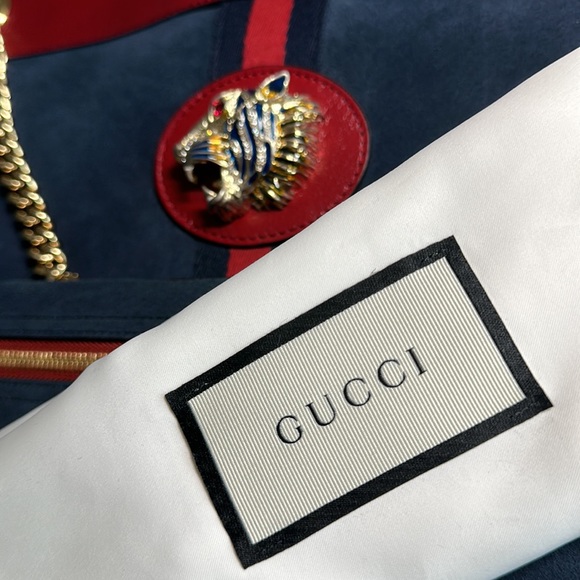 Gucci | Bags | Brand New Gucci Bag Blue And Red With Tiger Head | Poshmark